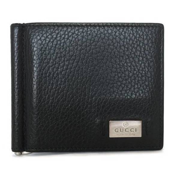 Gucci | Bags | Gucci Card Money Clip Black Wallet Case Leather Bill ...